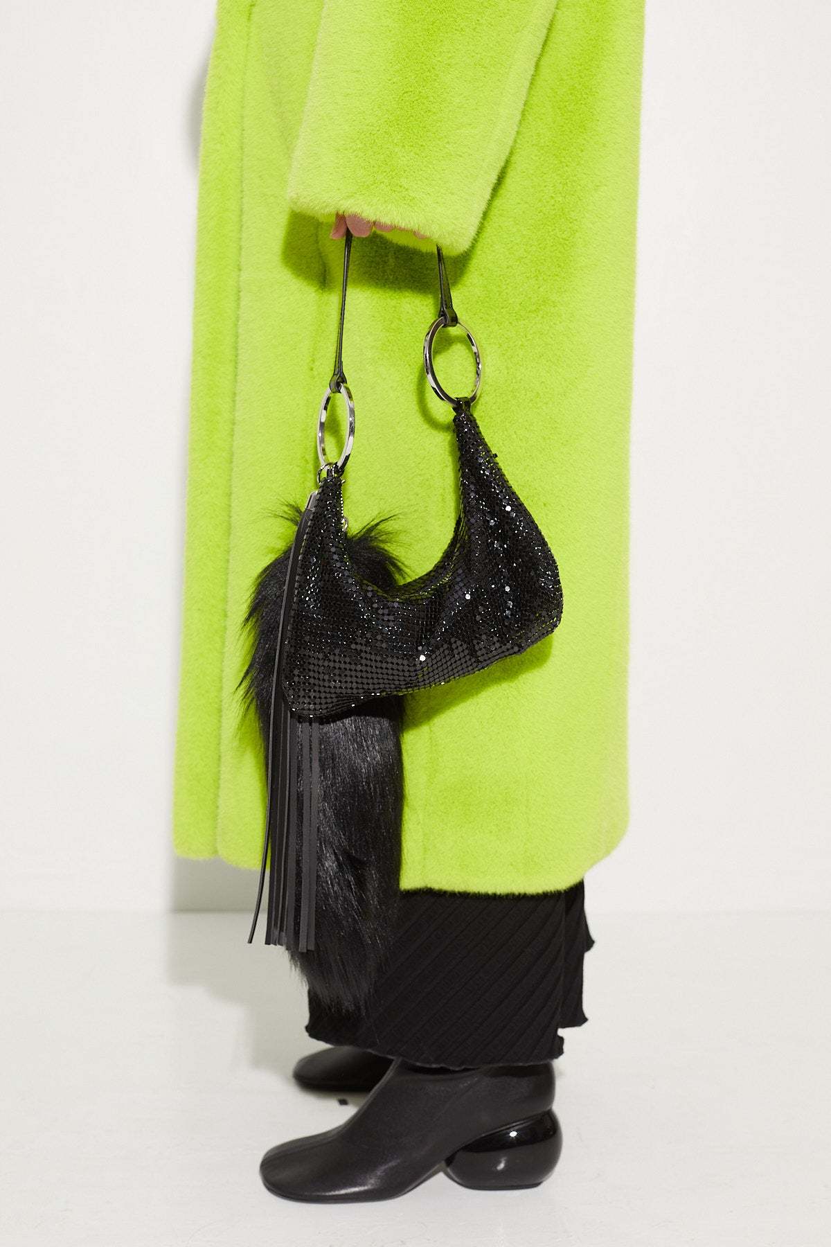 Simon Miller Mini Valley Bag with Faux Fur Chain - Black | Garmentory