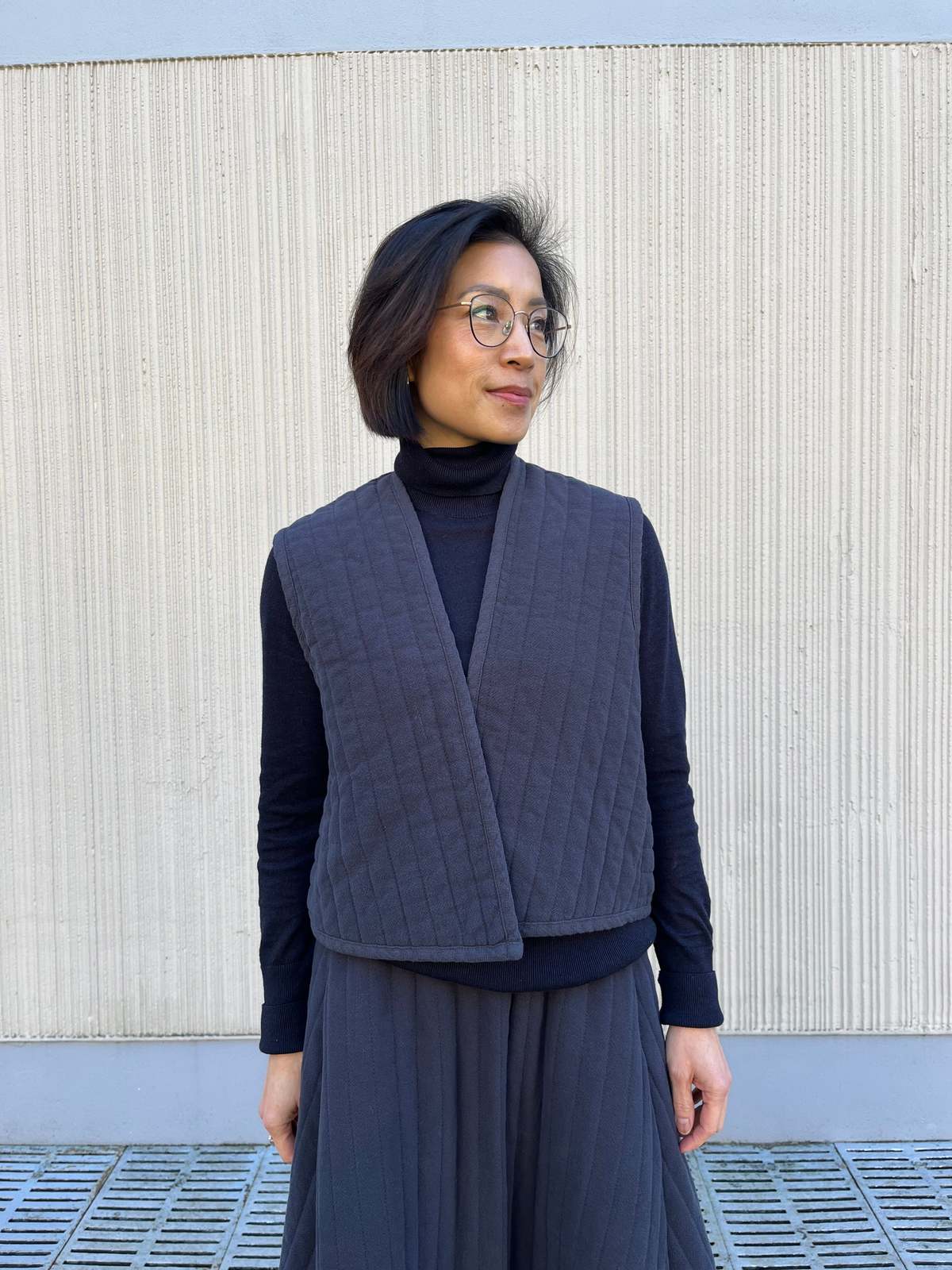 Black Crane Quilted Vest | Garmentory