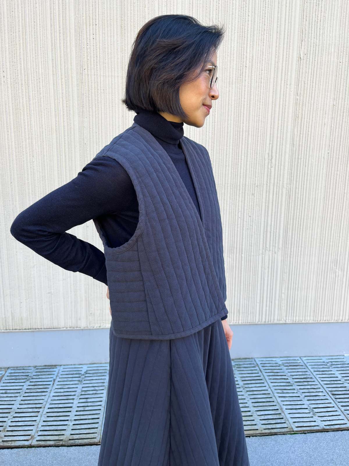 Black Crane Quilted Vest | Garmentory