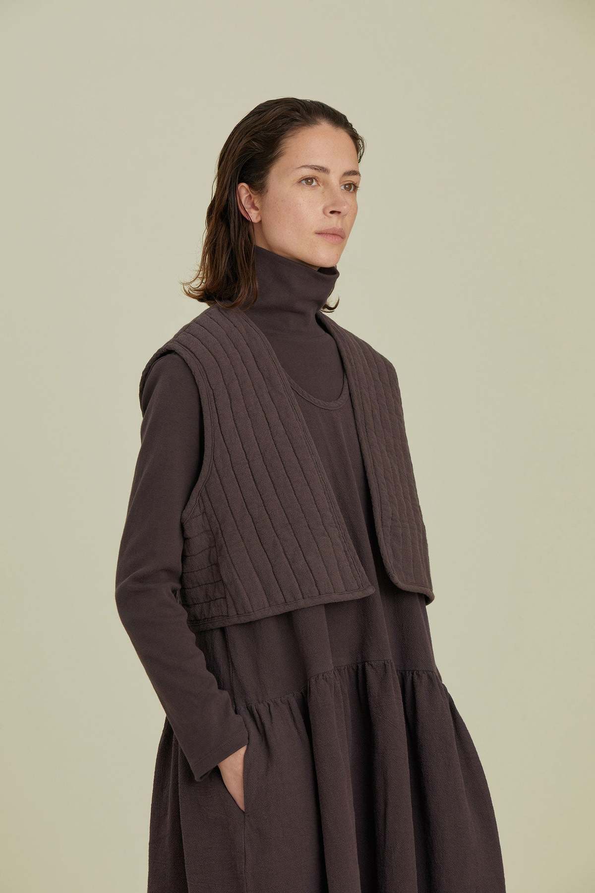 Black Crane Quilted Vest | Garmentory