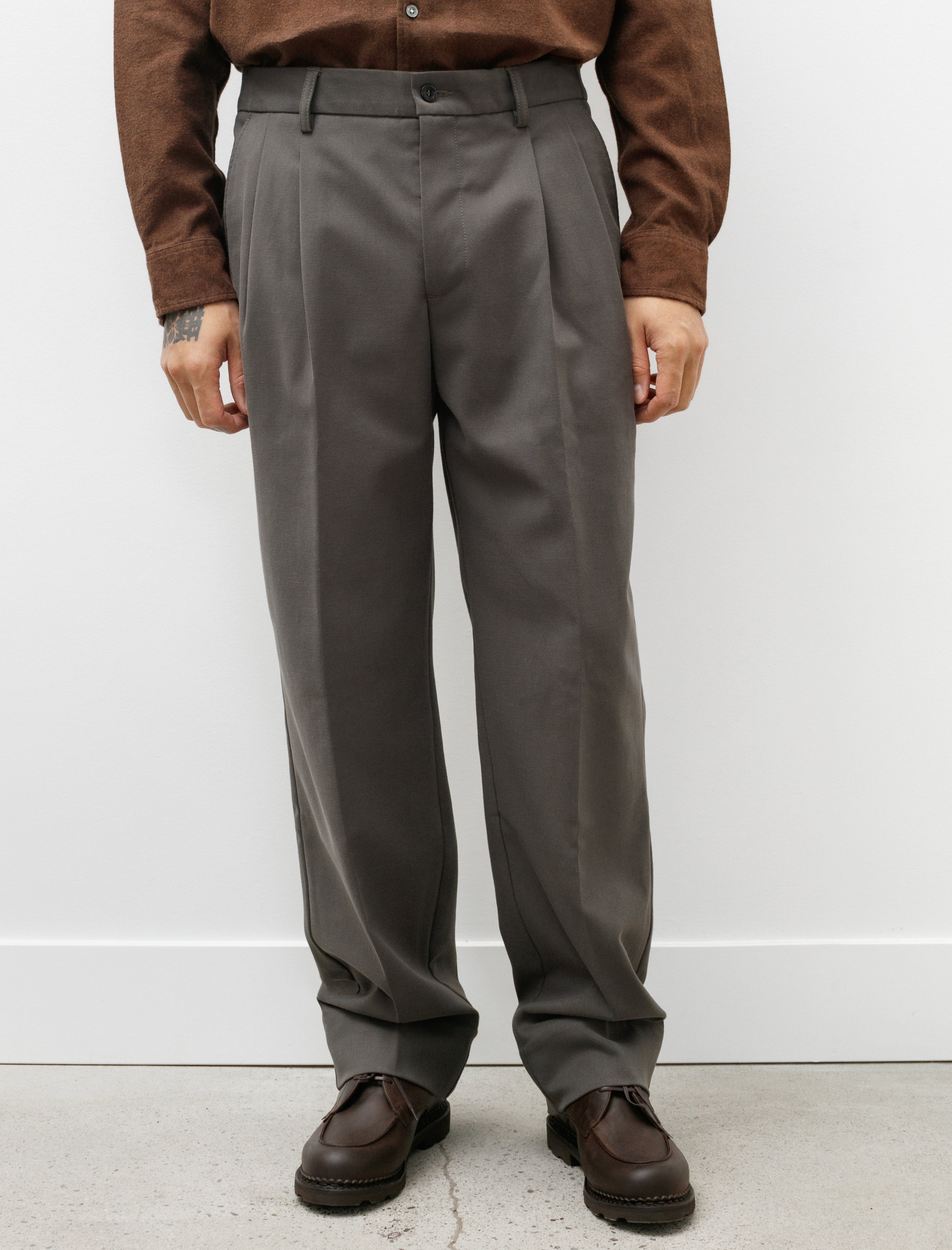 Norse Projects Benn Relaxed Cotton Wool Twill Trousers - Beech Green ...