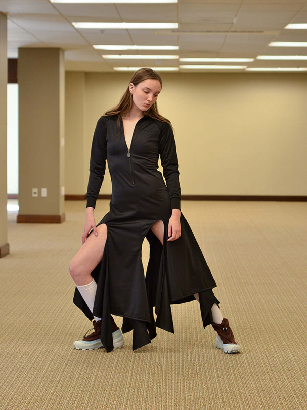 Y/project Multi Cut Out Track Dress - Black | Garmentory