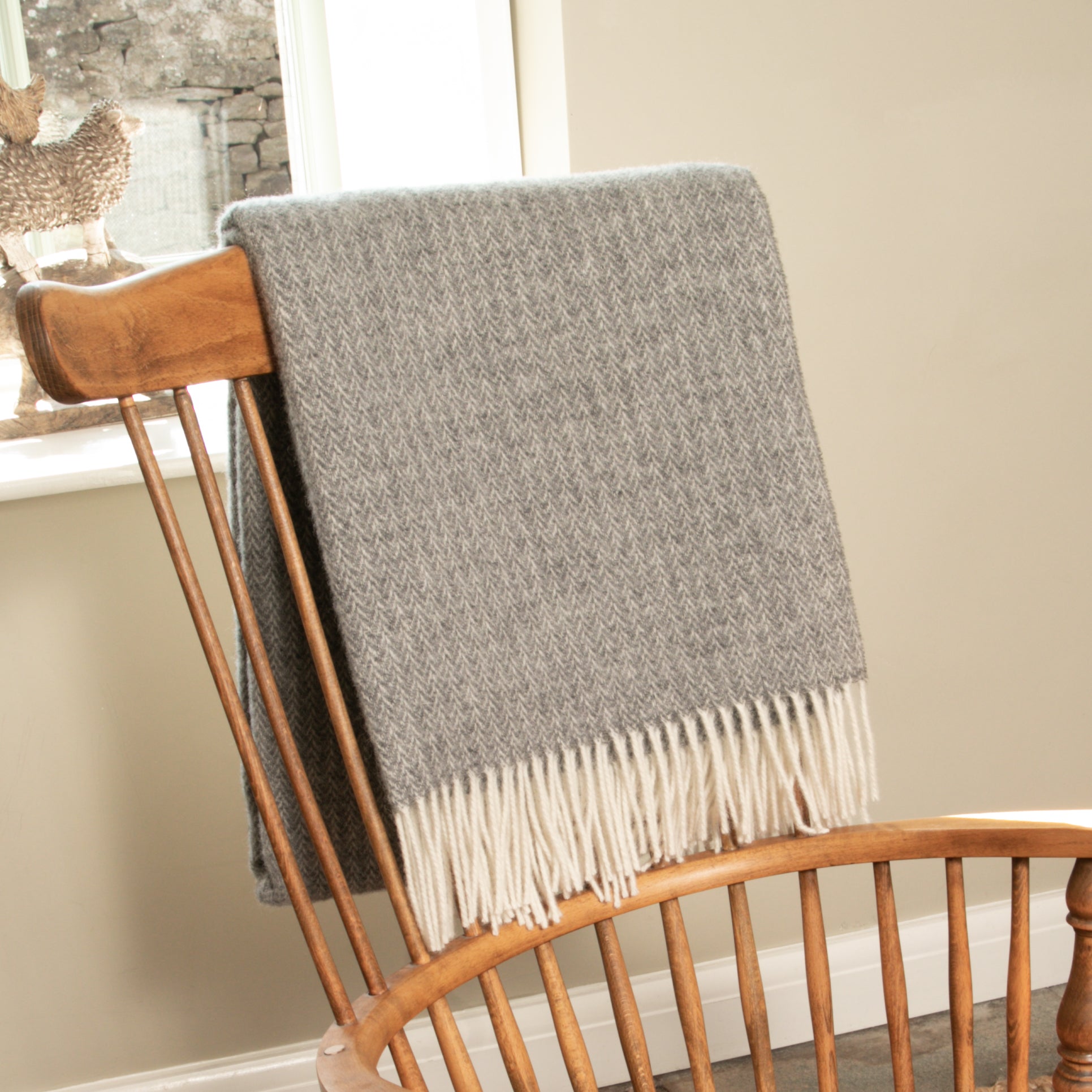 Native Natural Cable Pattern Blanket - Grey | Garmentory