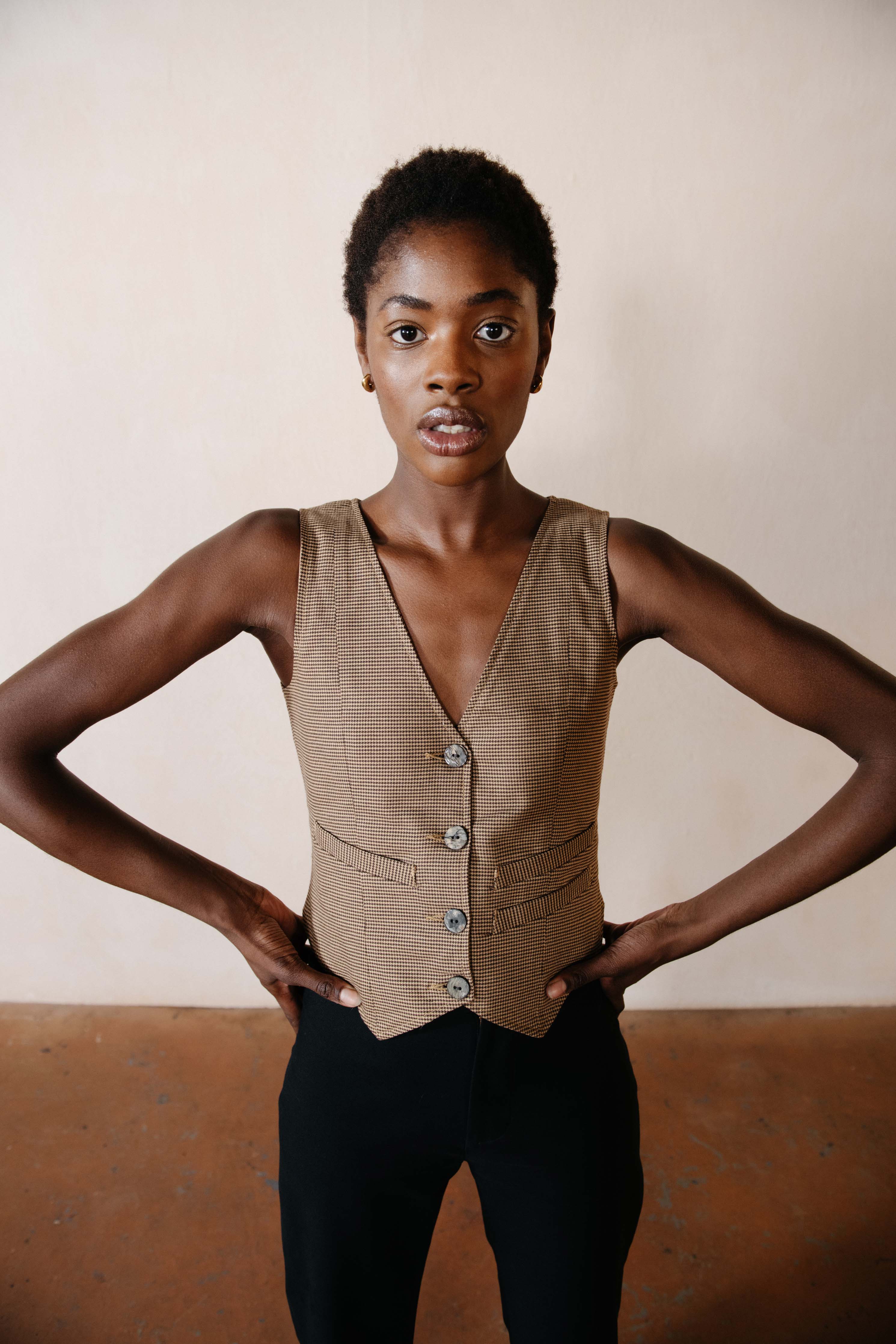 Maria Stanley Farra Vest - Houndstooth | Garmentory