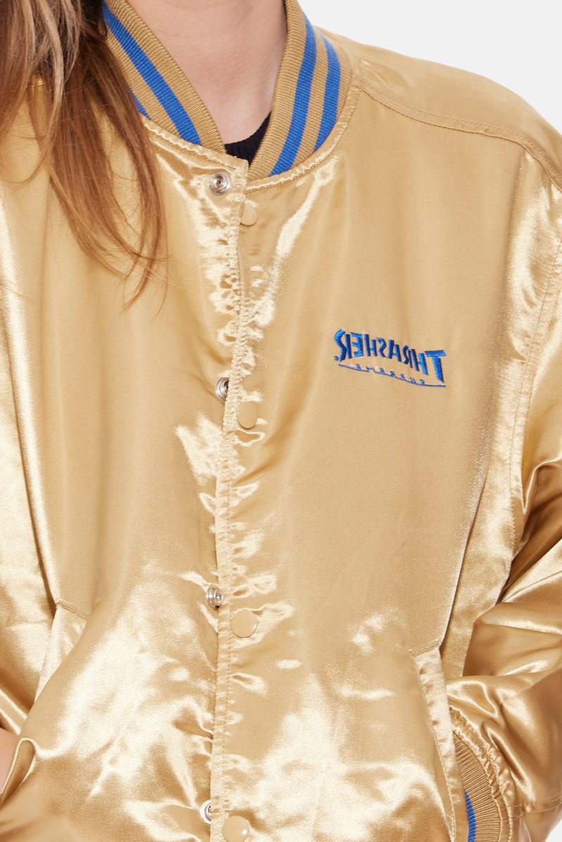 Supreme x Thrasher Satin Varsity Jacket - Gold | Garmentory