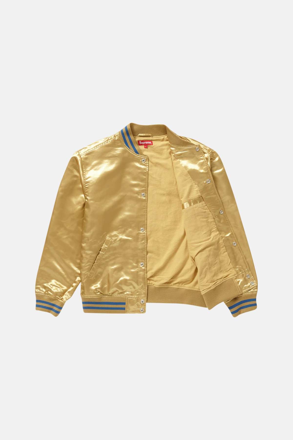 Supreme x Thrasher Satin Varsity Jacket - Gold | Garmentory