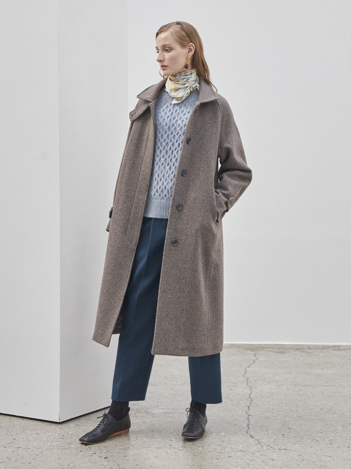 Maison De Ines Wool Stitch Coat II - Gray/Purple | Garmentory