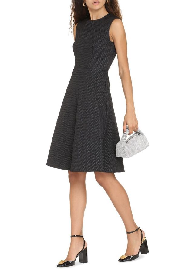 Moncler MIDI DRESS WITH FLARED HEM - Black | Garmentory