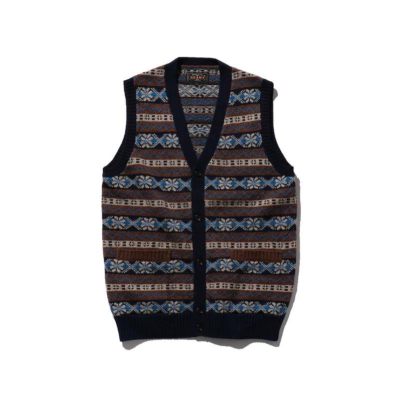 Beams Plus Button Knit Fair Isle Vest | Garmentory
