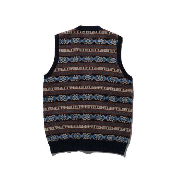 Beams Plus Button Knit Fair Isle Vest | Garmentory