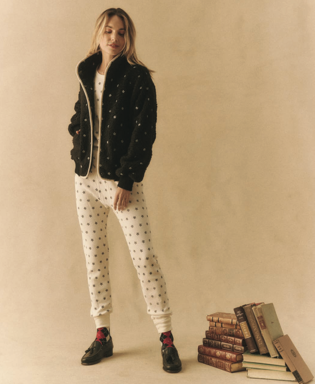 The Great. The Blackbird Jacket - Black / Cream Floral Embroidery ...