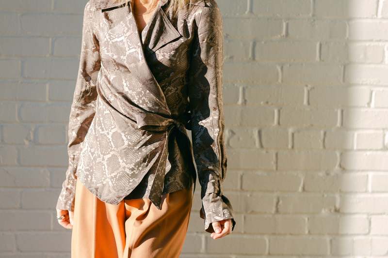 Jonathan Simkhai Milo Trench Shirt - Affogato Python | Garmentory