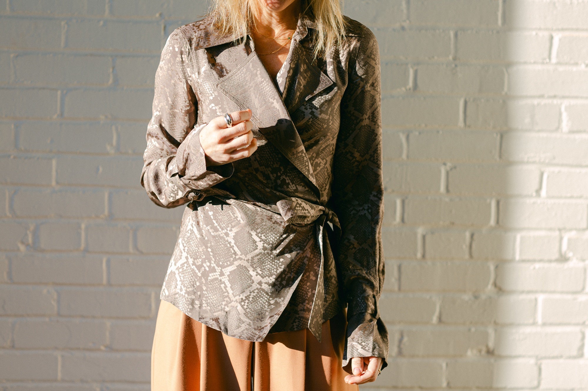 Jonathan Simkhai Milo Trench Shirt - Affogato Python | Garmentory