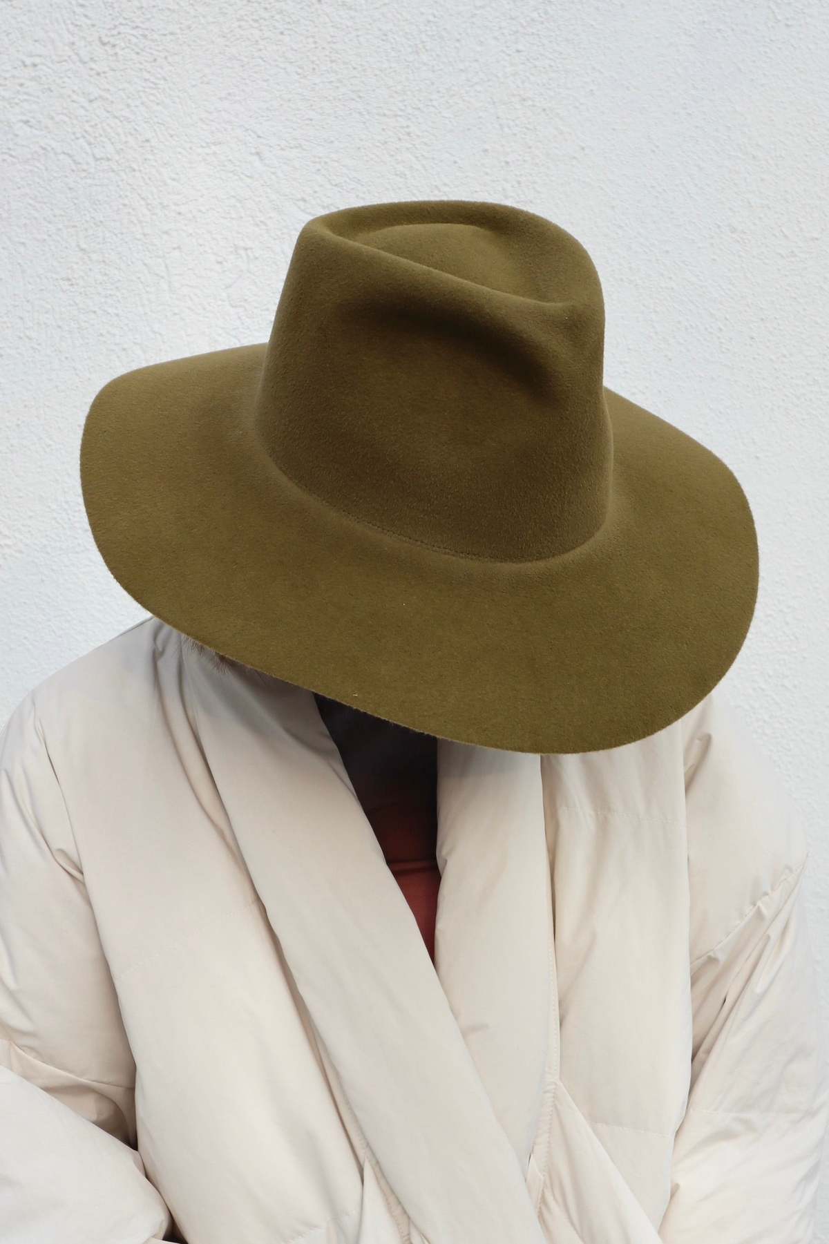 Clyde Wide Brim Pinched Angora Felt Hat - Burnt Gold | Garmentory