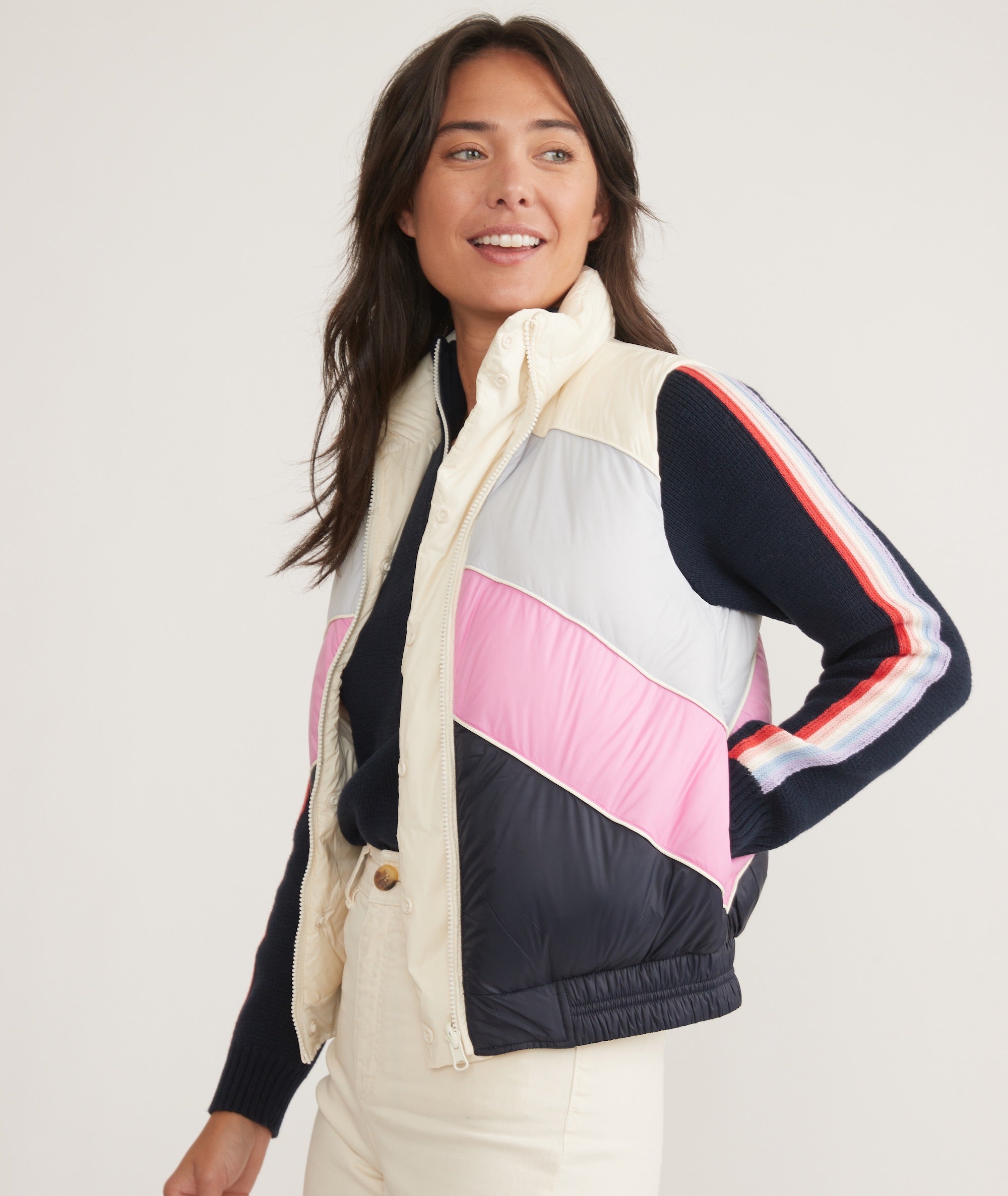 Marine Layer Archive Antuco Puffer Vest - Ice Colorblock | Garmentory