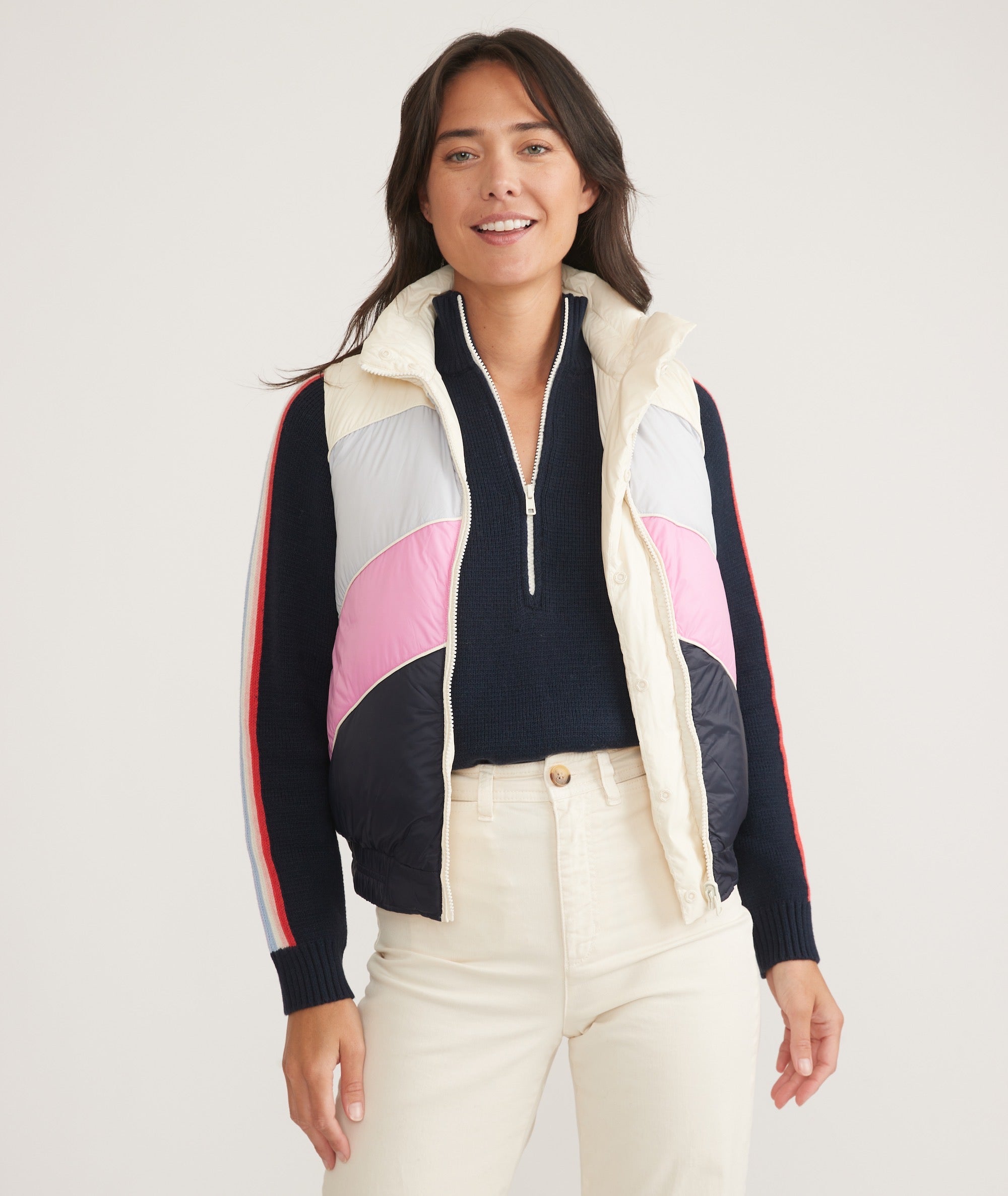 Marine Layer Archive Antuco Puffer Vest - Ice Colorblock | Garmentory