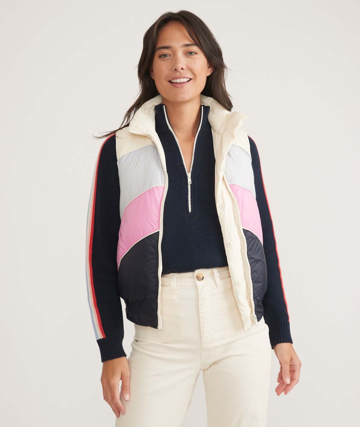 Marine Layer Archive Antuco Puffer Vest - Ice Colorblock | Garmentory