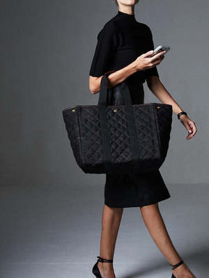 Rue de Verneuil L Traverse Quilted Denim Bag - Black | Garmentory