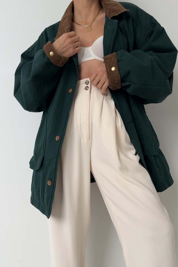 Vintage Unisex Cotton Winter Chore Jacket - Conifères | Garmentory