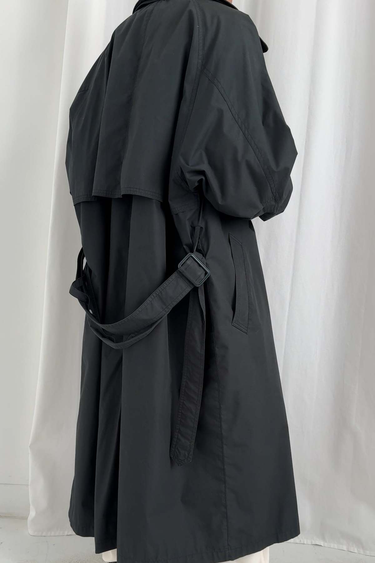 Vintage Unisex Leather Collar Car Trench Coat - Galet | Garmentory