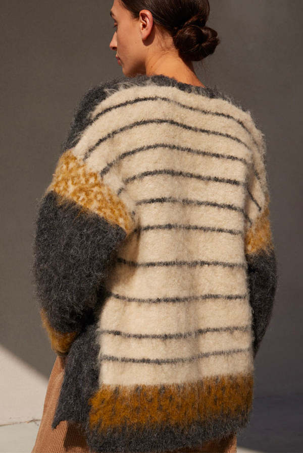 GRADE AND GATHER COLOR MIXED CARDIGAN - COAL | Garmentory