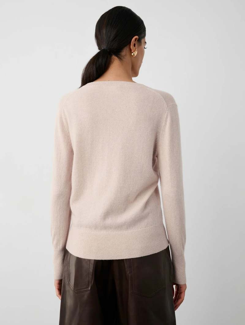 White + Warren Essential Cashmere V Neck - Sand Wisp Heather | Garmentory
