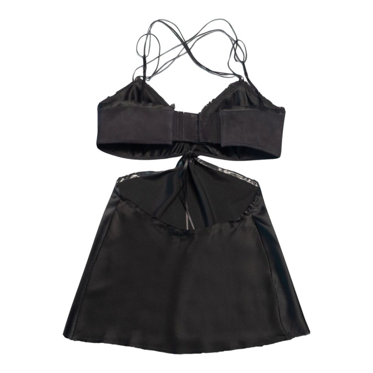Liza Keane Silk Satin Slip Dress Black Garmentory