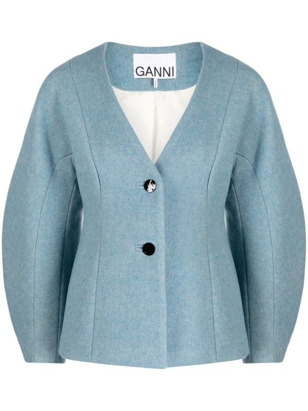 Ganni Wool twill jacket - Blue | Garmentory