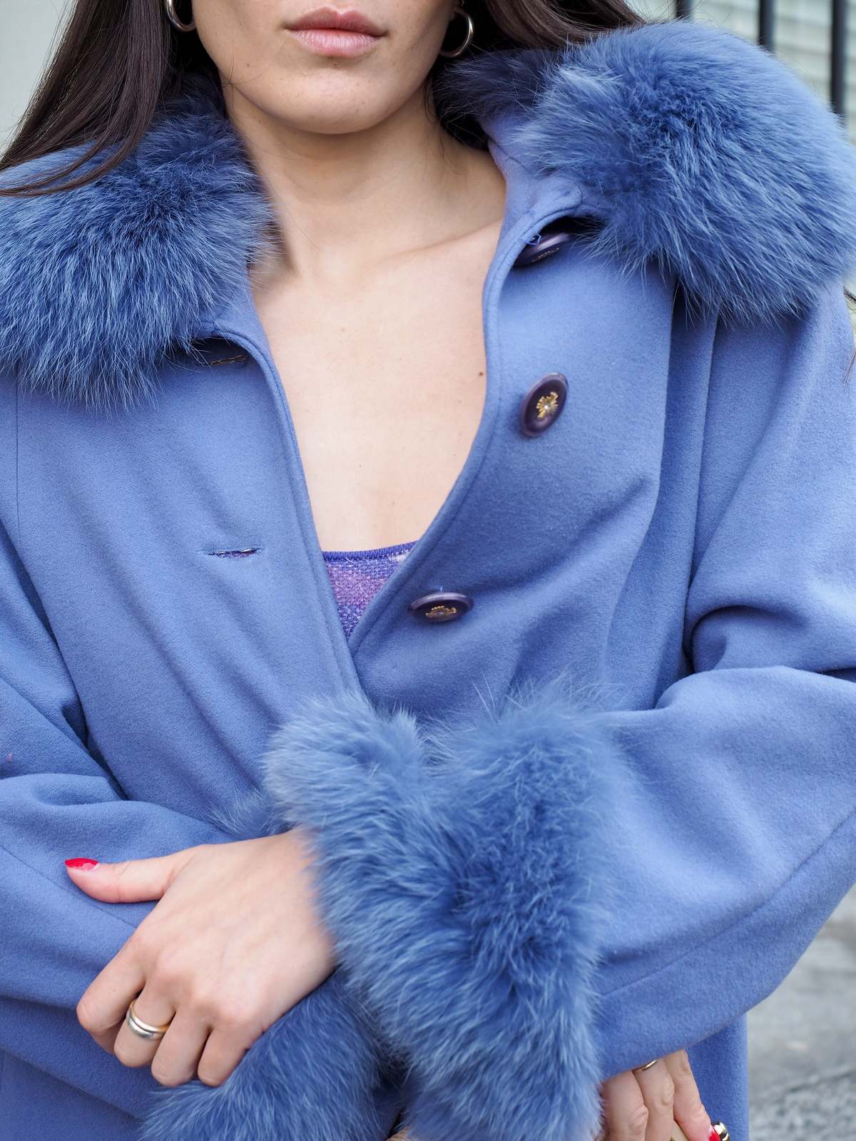 Vintage Fur Trim Coat - Lavender | Garmentory