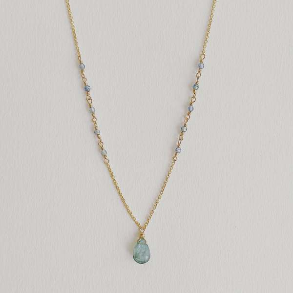 Caitlin Dunn Eden Necklace - Light Blue Sapphire/Moss Aquamarine ...