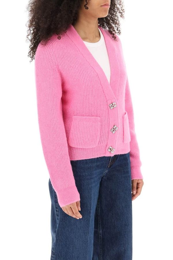 Ganni Wool Jewel Buttons Cardigan - Pink | Garmentory
