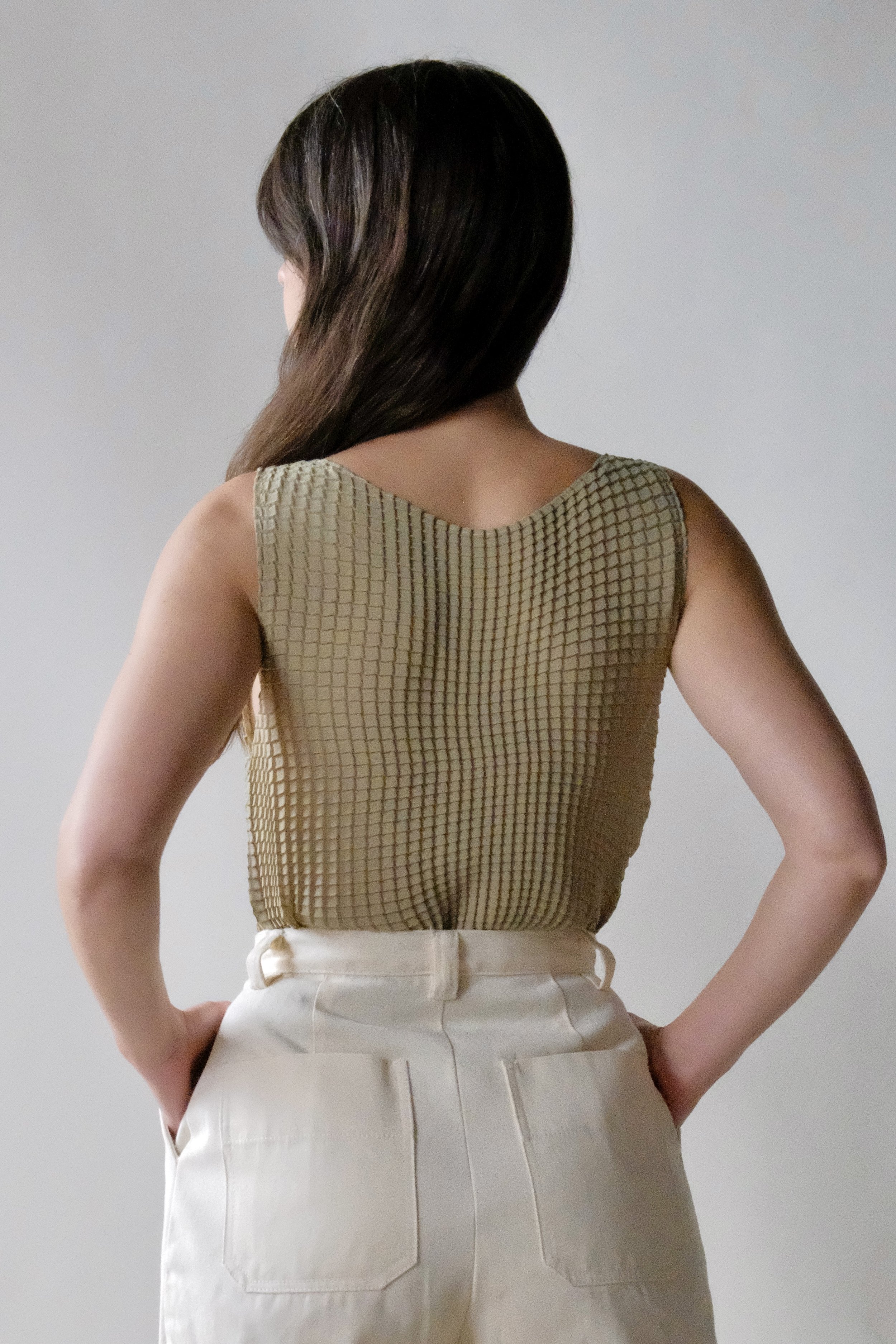 Rosewood Clothing Co Vintage Nin Pleated Singlet Tank - Sage | Garmentory