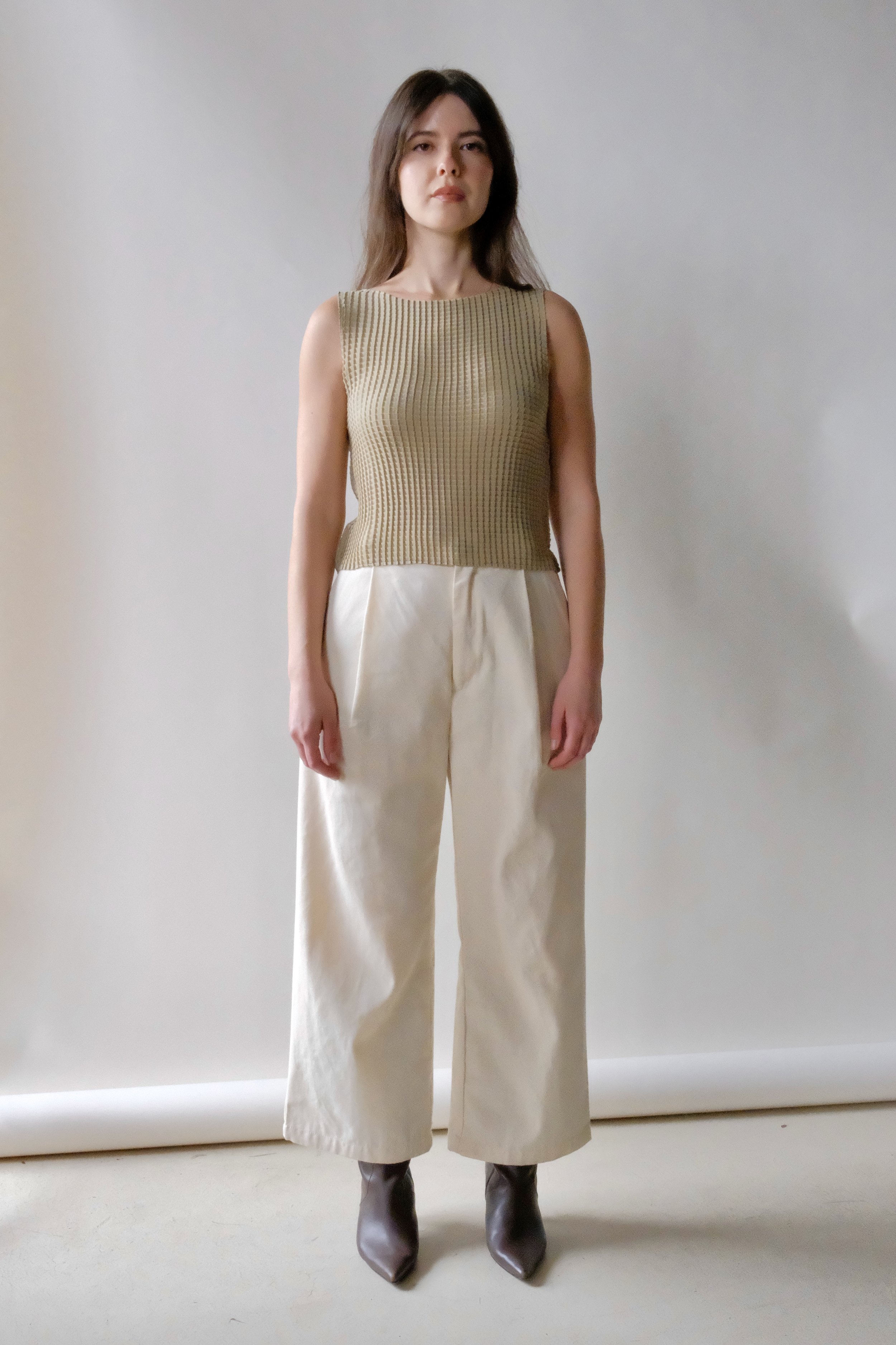 Rosewood Clothing Co Vintage Nin Pleated Singlet Tank - Sage | Garmentory