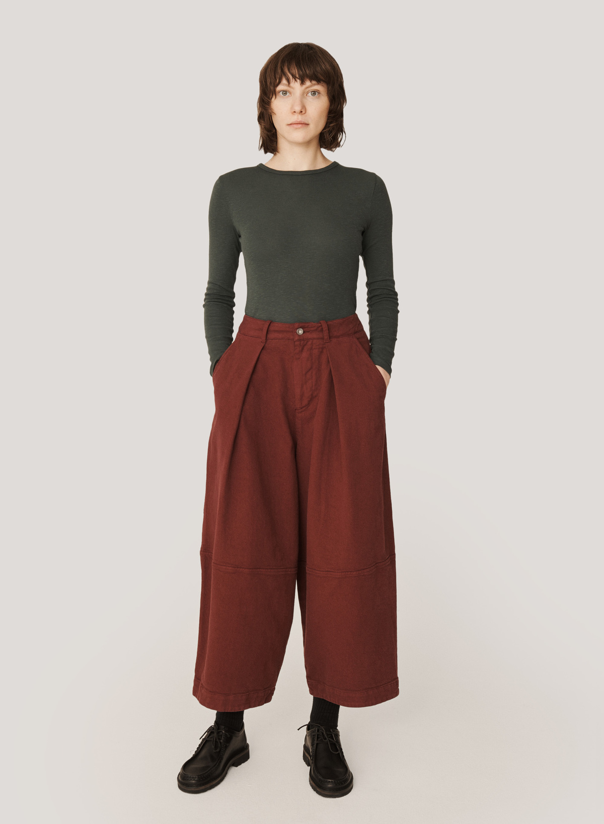 YMC Deadbeat Cotton Twill Trousers - Burgundy | Garmentory