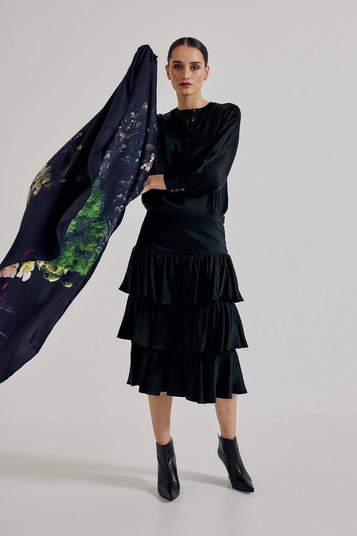 Lindsay Nicholas New York Elena Francesca Tiered Skirt - Black | Garmentory