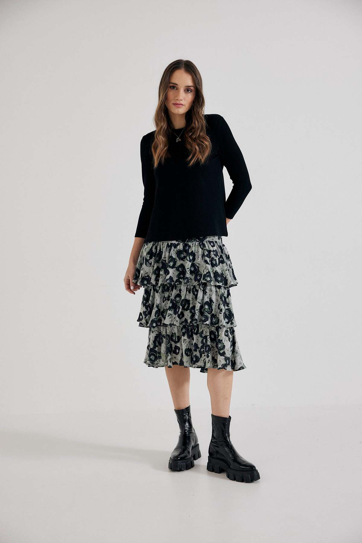 Lindsay Nicholas New York Elena Francesca Tiered Skirt - Black/Purple ...