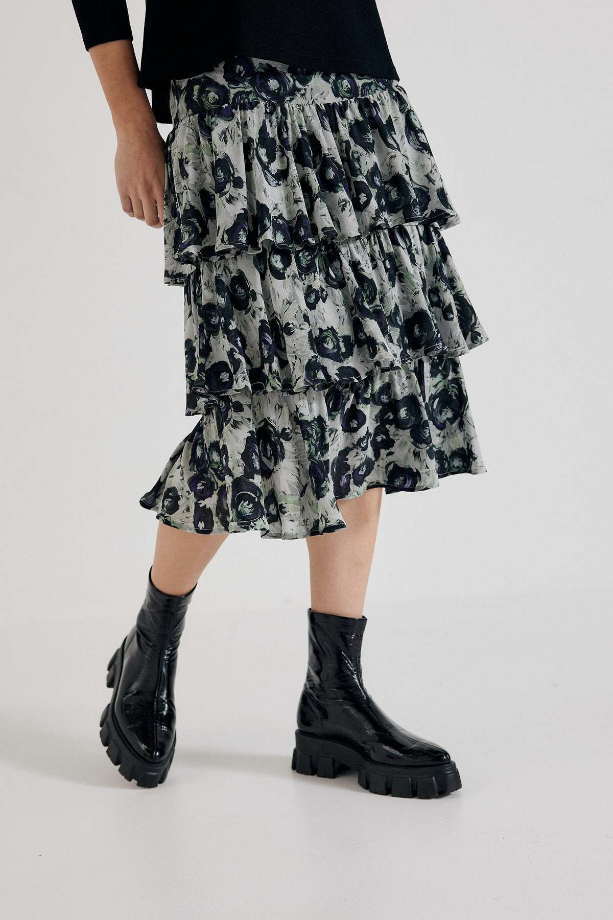 Lindsay Nicholas New York Elena Francesca Tiered Skirt - Black/Purple ...