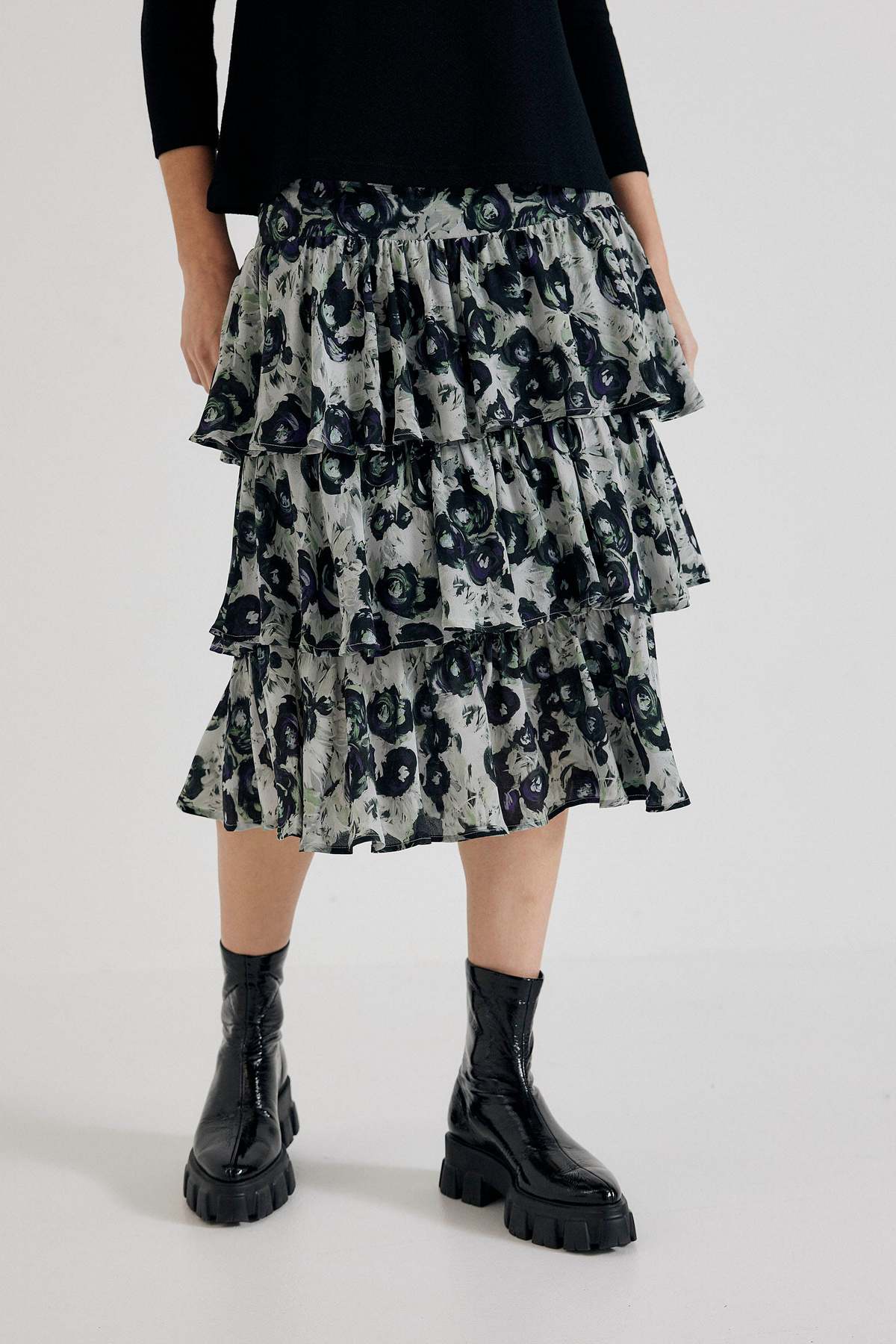 Lindsay Nicholas New York Elena Francesca Tiered Skirt - Black/Purple ...