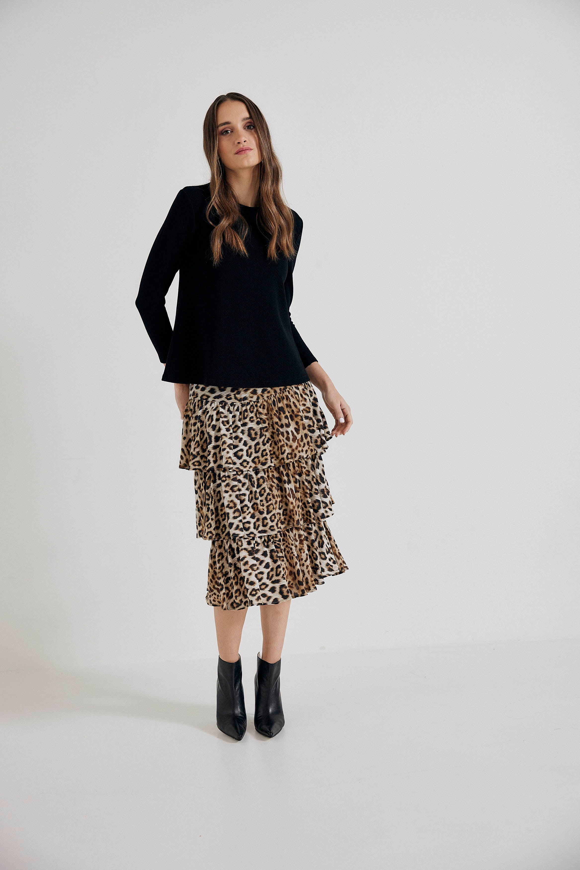 Lindsay Nicholas New York Elena Francesca Tiered Skirt - Leopard ...