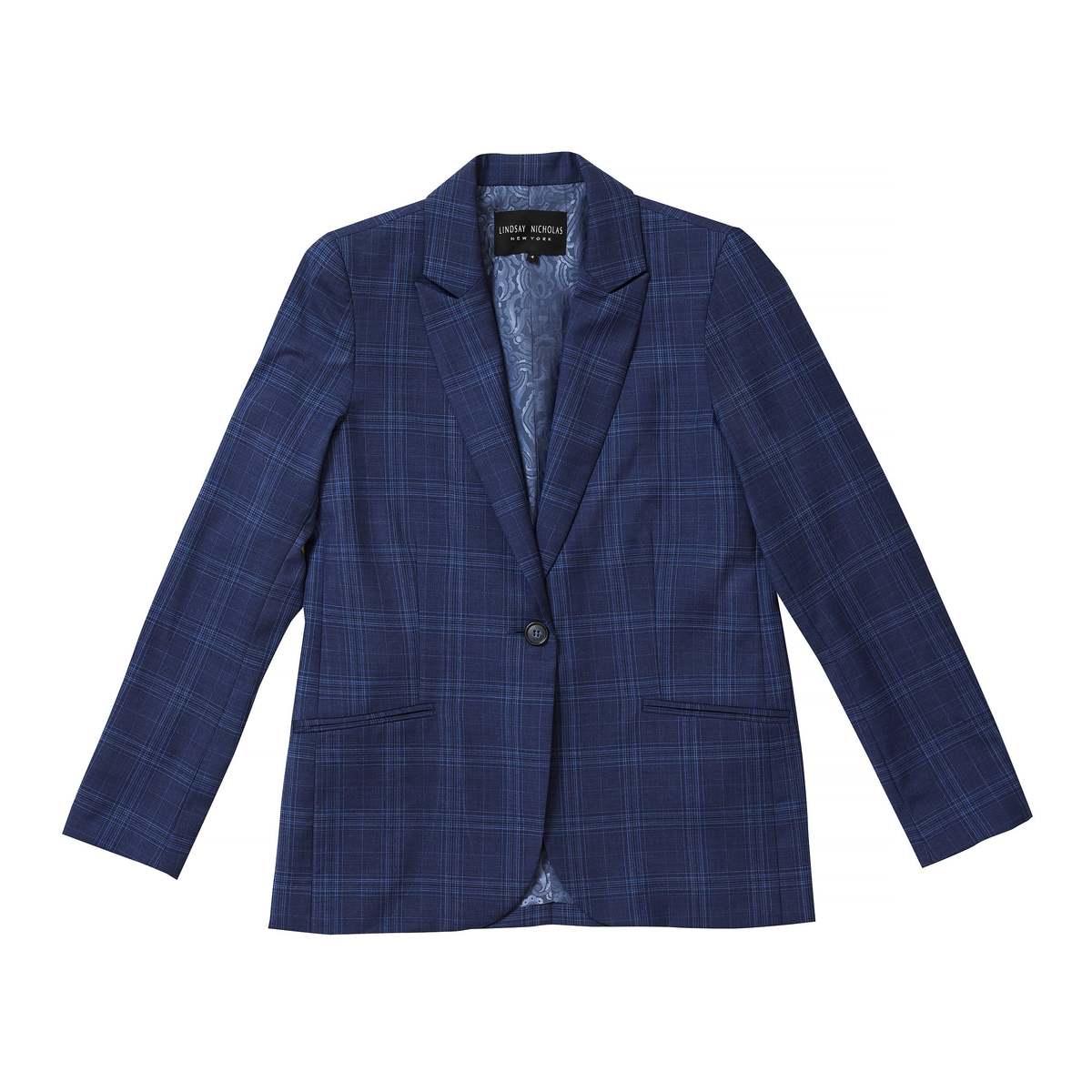 Lindsay Nicholas New York Elizabeth Jacket - Royal Blue Plaid | Garmentory