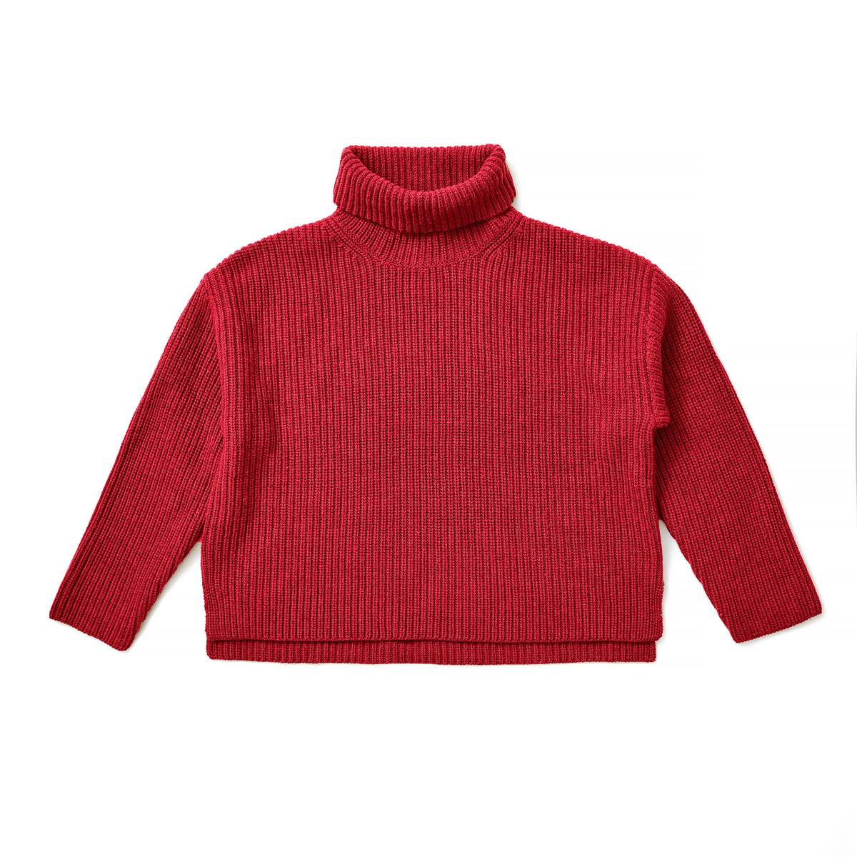Lindsay Nicholas New York Textured Turtleneck - Elizabeth Red | Garmentory