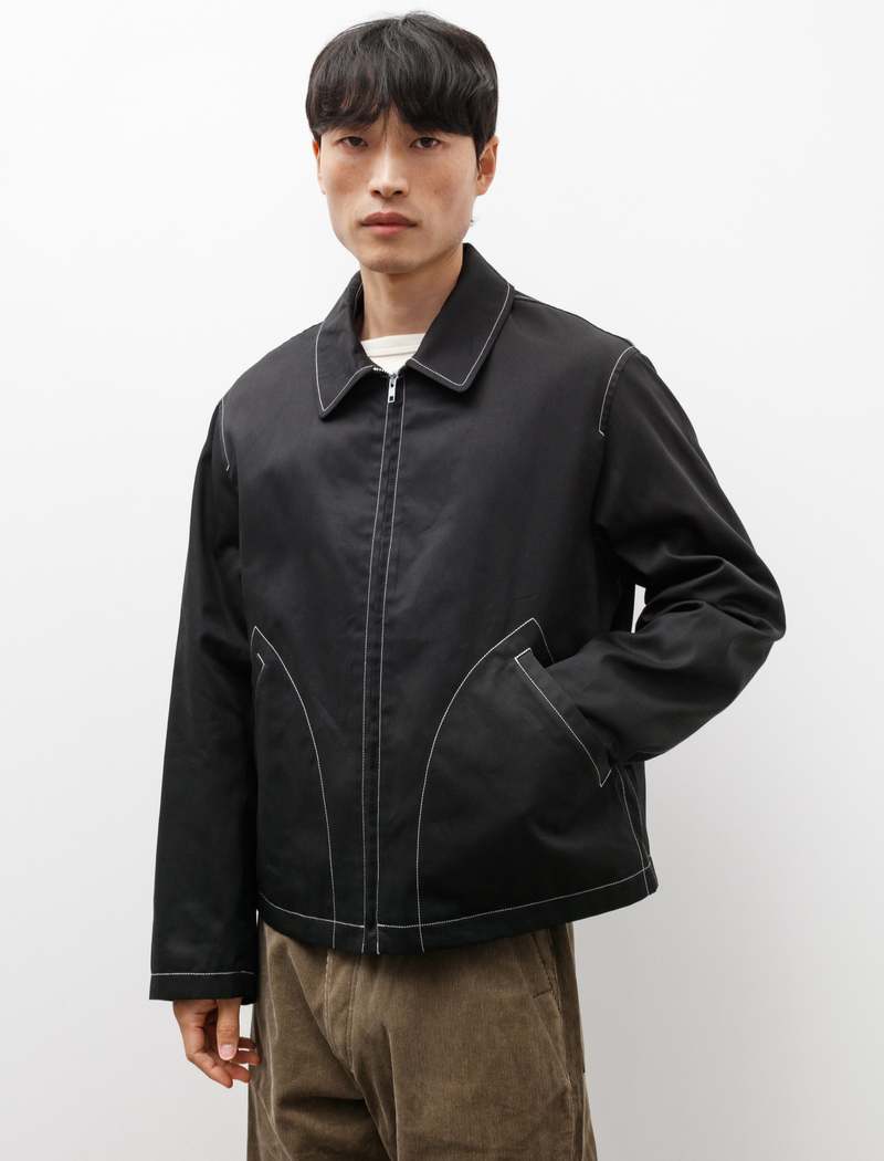 James Coward Site Jacket Contrast Stitch Gabardine - Black | Garmentory