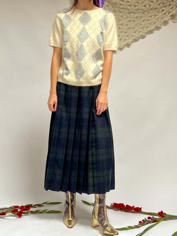 Angora Knit - Silver Argyle | Garmentory