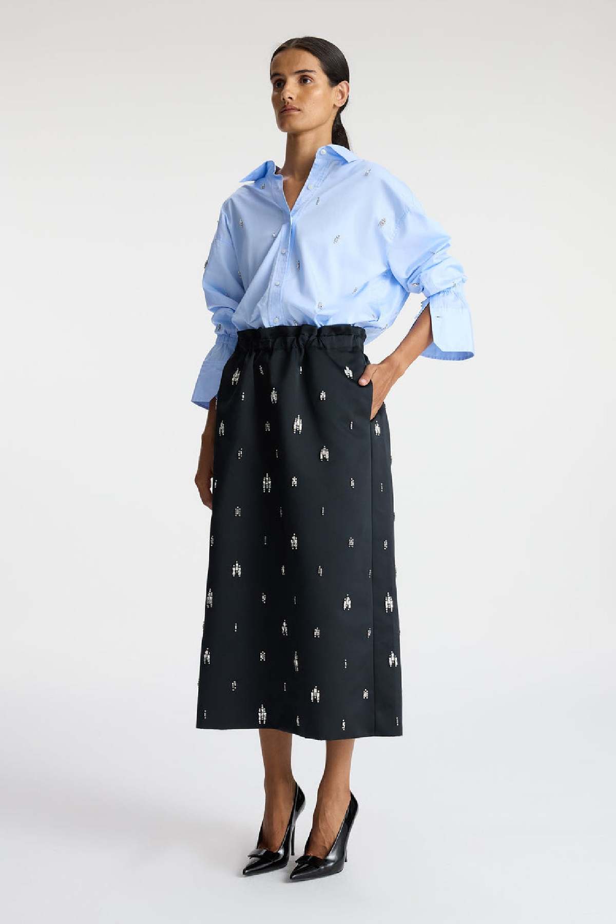 ALC Alexia Embellished Midi Skirt - Black | Garmentory