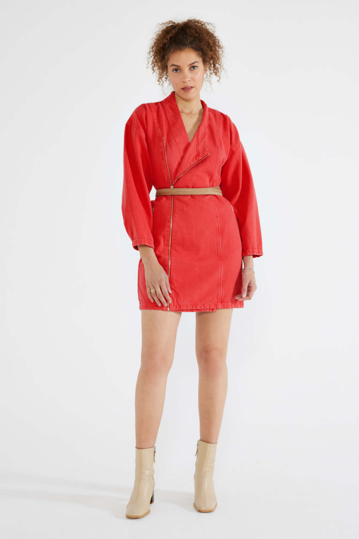 ética Charley Biker Dress - Fiery Red | Garmentory