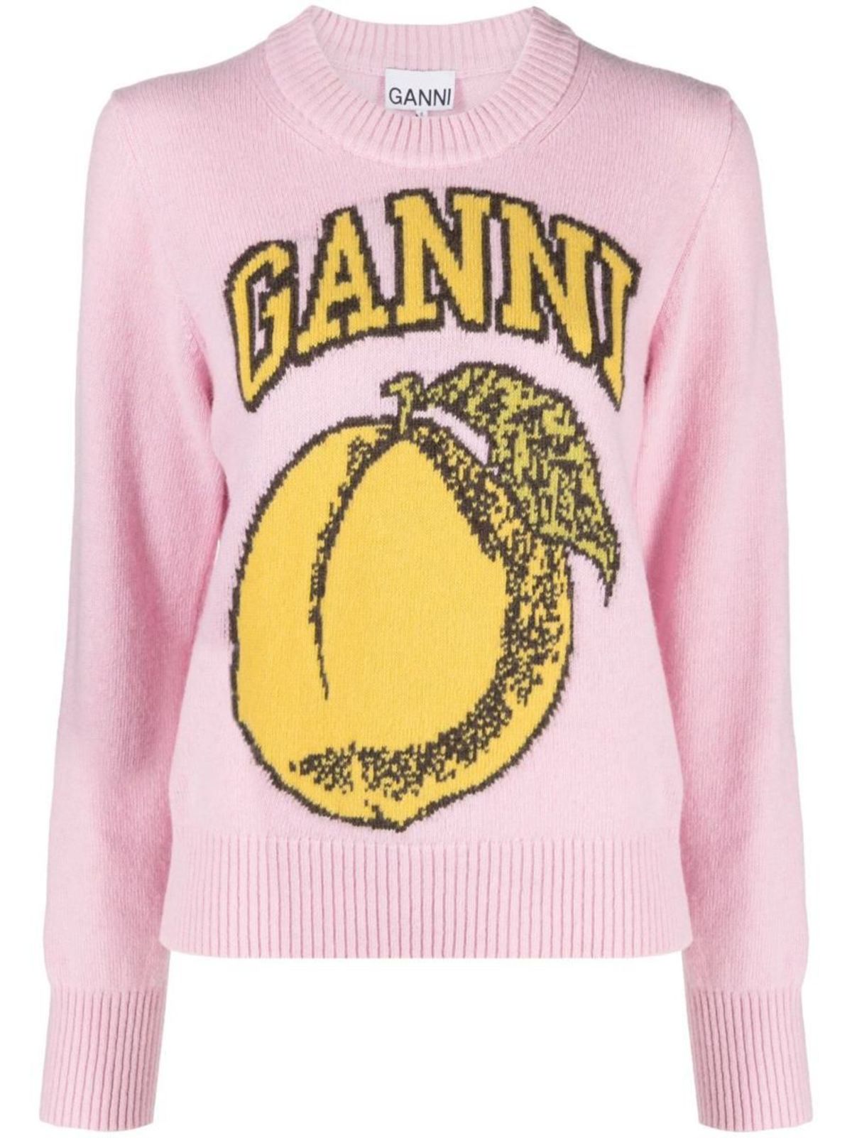 GANNI Intarsia-knit logo jumper | Garmentory