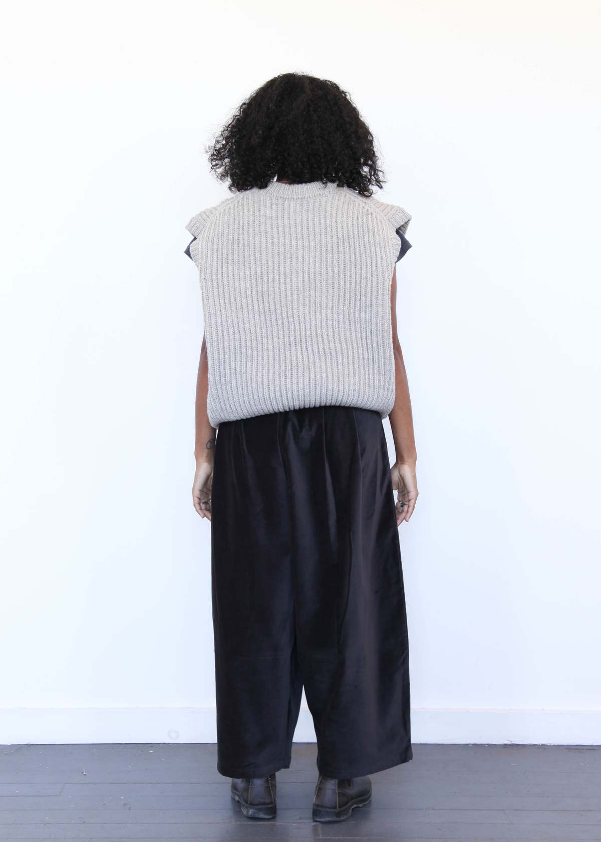 Mabo Daphne Ribbed Slouch Vest - Natural | Garmentory