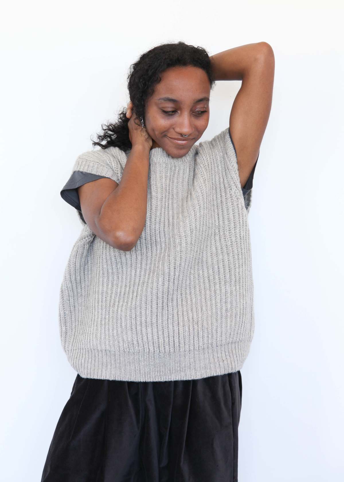 Mabo Daphne Ribbed Slouch Vest - Natural | Garmentory