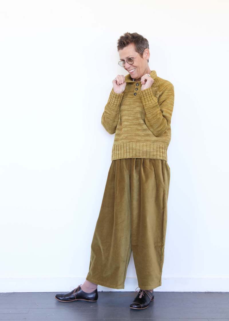 Mabo Evan Seed Stitch Collared Pullover - Olive | Garmentory