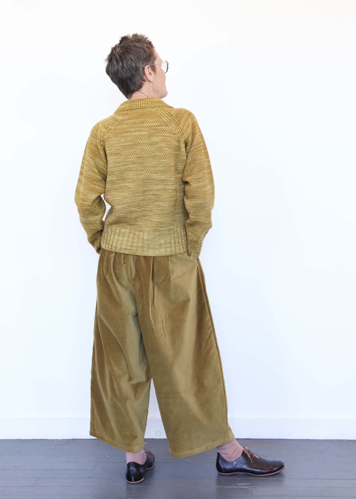 Mabo Evan Seed Stitch Collared Pullover - Olive | Garmentory